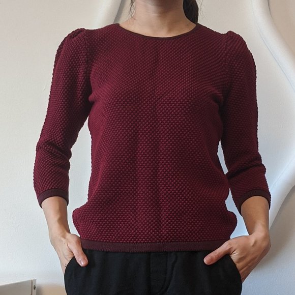 COS | Tops | Cos Red Top With 34 Sleeve And Shoulder Detail | Poshmark